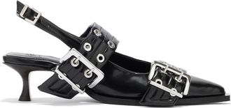 Ganni Femme, Chaussures, Noir, Taille: 38 EU Escarpin &agrave; Boucle et Petit Talon