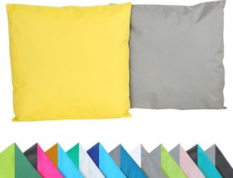 JACK 2er Set Wende Outdoor Kissenhülle Kissenbezug 2-farbig 45x45cm Wasserfest Lounge Kissen Garten Stuhl Lotus Effekt, Farbe:Grau - Gelb