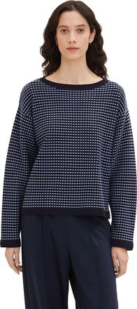 Tom Tailor Damen 1036861 Pullover mit Struktur, 10668 - Sky Captain Blue, M