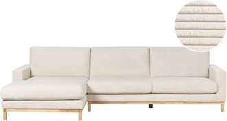 Beliani Ecksofa 4-Sitzer SIGGARD II Cord Hellbeige rechtsseitig