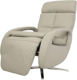 Hhg Neuwertig] Relaxsessel HHG 399, Design Fernsehsessel TV-Sessel Liegesessel, Liegefunktion drehbar, Voll-Leder grau