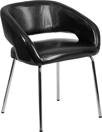 Flash Furniture Fusion Series Contemporary LeatherSoft Side Rezeptionsstuhl mit Chrom-Beinen, Leder, Schwarz, 1 Stück