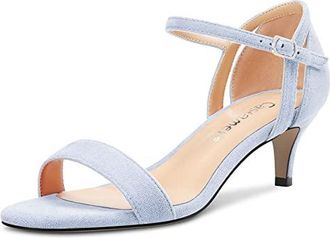 Castamere Femmes Mi Talon Heel Ouvert Bout Lanières Cheville Sandales Mariage Danse 5 CM Heels Bleu Clair 41 EU