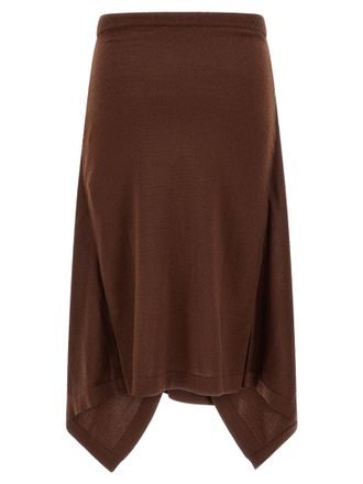Christophe Lemaire Asymmetrical Wool Blend Skirt - Brown