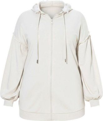 Miamoda Sweatjacke Sweatjacke Loose Fit Kapuze mit Glitzer-Bl&uuml;ten