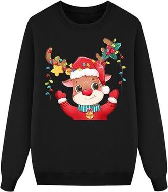 Generic 2026 Nouveau No&euml;l imprim&eacute; &agrave; manches longues sweatshirt vacances famille ensemble trois pi&egrave;ces sweat &agrave; capuche parent enfant tenue (style enfant), Noir