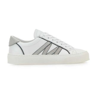 Moncler Femme, Chaussures, Blanc, Taille: 38 EU Monaco2 Leather & Glitter Baskets