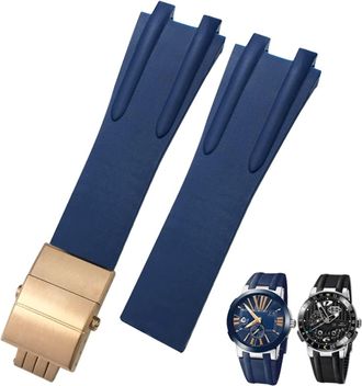Generic BDDCYWY 26mm Gummi -Stahl -Klapp -Schnalle -Uhr -Band für blau Schwarze braune Sport -wasserdichte Accessoires fit