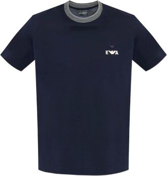 Emporio Armani Homme, Tops, Bleu, Taille: 2XL T-shirt en piqué ASV avec broderie EA super-gaufrée