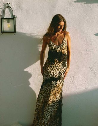 Wild Lovers Honeycomb - Robe de plage longue avec d&eacute;tail en dentelle - Imprim&eacute; coeurs l&eacute;opard-multicolore