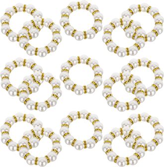 NUOBESTY Goldene Serviettenringe mit Perlenbesatz - 20 St&uuml;ck Dekorative Serviettenschnallen f&uuml;r Hochzeitsfeier Festliche Tischdeko und Bankett