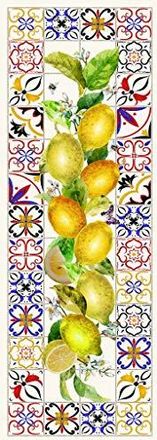 Vilber Vinyl-Teppich für Küche, Wohnzimmer, Flur, Zitronen, Mehrfarbig, Maße: 50 x 140 cm, Capri 01