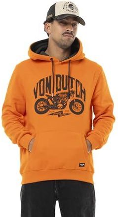 Von Dutch Sweat Homme à Capuche en Molleton avec Print Devant, Orange Taille L