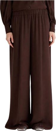 Meimeij Femme, Pantalons, Brun, Taille: 44 FR Pantalon droit &agrave; coupe souple avec taille &eacute;lastiqu&eacute;e