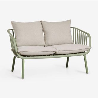 Sklum Sklum - Canap&eacute; de jardin 2 places Aradina en fer et polypropyl&egrave;ne Vert Laurier