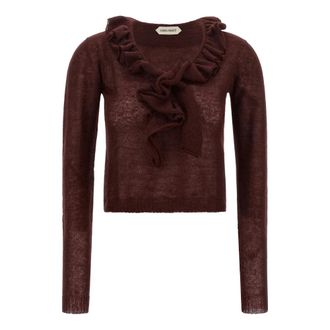 Alberta Ferretti Mohairmischung Cropped Pullover - - Knitwear - Damen - Rot - S