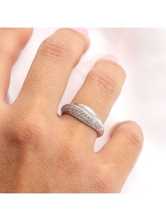 Zeeme Silber Ring Silber 925 rhodiniert mit Zirkonia wei&szlig;