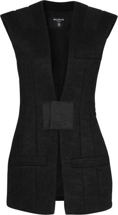 Balmain Femme, Vestes, Noir, Taille: 34 FR Blazer Sans Manches en Dentelle de Coton