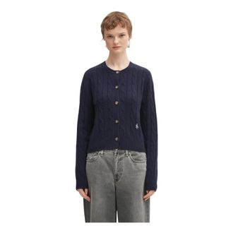 Sporty & Rich SRC Cableknit Kaschmir Cardigan - - Knitwear - Damen - Blau - XS