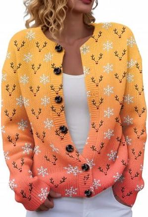 Generico Cardigan pour femme de Noël, pull de Noël, surdimensionné, chandails de Noël, drôle de renne de Noël, chandail dhiver élégant à manches longues, trico