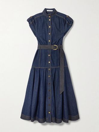 Zimmermann Robe Midi En Jean &Agrave; Ceinture - Bleu