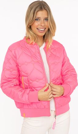 Zwillingsherz Bomberjacke ZWILLINGSHERZ Be Happy, Damen, Gr. XXL, neon pink, Steppware, Obermaterial: 100% Polyester, regular fit kurz, angesetztes B&uuml;ndchen, Jacken