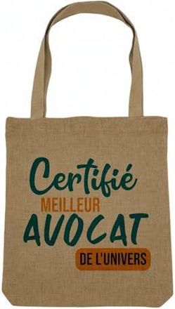 Fabulous Sac Shopping Tote Bag Aspect Lin - Certifi&eacute; meilleur Avocat de lunivers Justice Loi - Sac de Courses Toile Epaisse 360g Beige Naturel Cabas Port&eacute; Epau