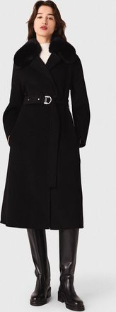 Maje Manteau Double Face À Col Amovible - Noir - Maje