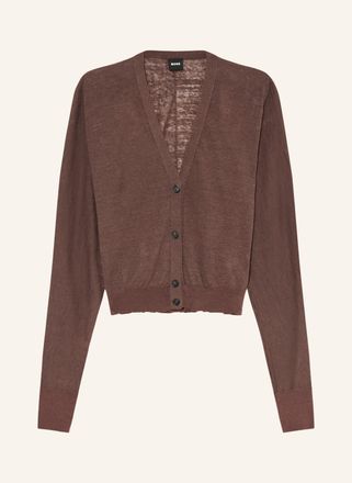 HUGO BOSS Strickjacke Farcisox Aus Leinen braun
