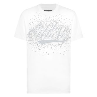 Philipp Plein Homme, Tops, Blanc, Taille: S Round Neck T-Shirt Deluxe Stones