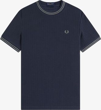 Fred Perry Heavy T-Shirt mit Struktur und Streifenakzenten in