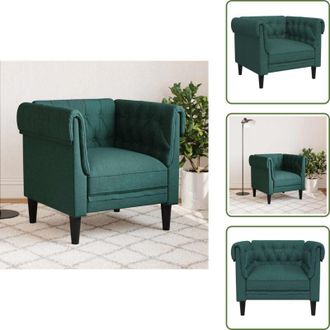 vidaXL The Living Store - Fauteuil Chesterfield vert fonc&eacute; tissu - Fauteuil Chesterfield - Canap&eacute; Design - Fauteuils Confortables - Mobilier Salon
