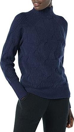 Amazon Essentials Pull torsadé Doux au Toucher à col Entonnoir pour Femme, Bleu Marine, Taille M