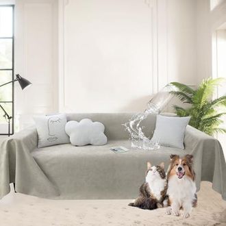 Shanna Ensemble Housse De Canap&eacute; Et Couverture en Chenille: Moderne, Ultra Doux, M&eacute;lange, Antid&eacute;rapant, Respirant, Imperm&eacute;able, pour La Plupart des Canap&eacute;s (