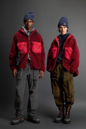 Woolrich Unisex Hybrid-Kapuzenjacke mit durchgehendem Reißverschluss Rot Größe XXS