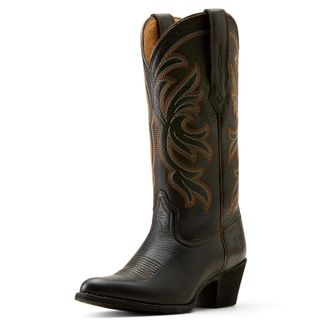 Ariat Womens Heritage J Toe StretchFit Western Boots in Black Deertan, B Medium Width, Size 42.5, by Ariat