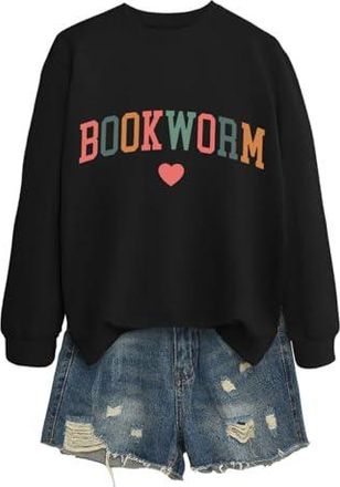 Generic Sweat-shirt pour femme - Imprim&eacute; graphique britannique - Haut surdimensionn&eacute; - Col rond - Manches longues - Automne - Hiver - D&eacute;contract&eacute; - Confortabl