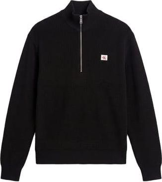 Calvin Klein Pull droit &agrave; col zipp&eacute; en coton
