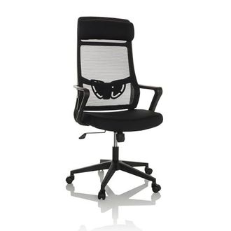 hjh OFFICE Schreibtischstuhl B&uuml;rostuhl NEKEO Stoff/Netzstoff ergonomischer Drehstuhl mit Lordosenst&uuml;tze, Schwarz, 719233