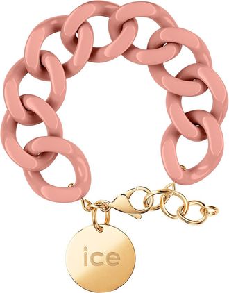 Ice Watch ICE - Jewellery - Chain bracelet - Clay - Kettenarmband mit rosafarbenen XL-Maschen für Frauen, geschlossen mit einer goldenen Medaille (020350)