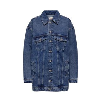Only Blaue Denim Jacke mit langen &Auml;rmeln - - Jackets - Damen - Blau - S