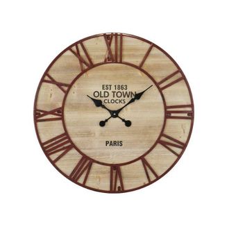 Emde Emde - Horloge ronde en bois et métal rouillé 70cm