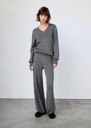 Mango Pantalon droit en 100 % coton doux gris - Femme - S - MANGO