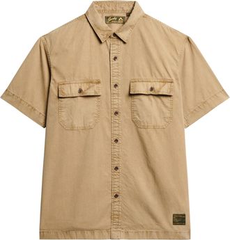 Superdry Herren Military-Kurzarmhemd Canyon Sandbraun XXXL
