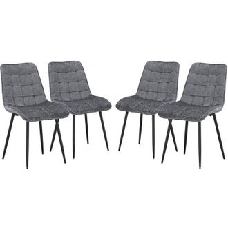 Habitat et Jardin Chaise de salle a manger en tissu haut de gamme Yanis - Lot de 4 - Gris