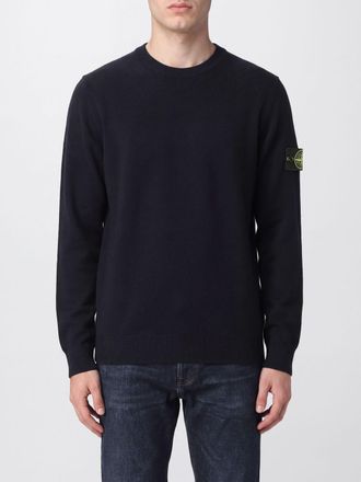Stone Island Pullover aus Schurwolle mit Rundhalsausschnitt und Compass-Logo-Patch