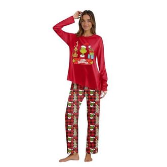 Generic Le Grinch Pyjama Noel Famille De Grinch Costume Ensemble Ensembles Adulte Coton Assorti Garcon Couple Chaud Et Doux Hiver Enfant Femme The Noël Pull D