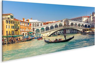 Islandburner Bild auf Leinwand Gondel Fahrt unter der Rialtobrücke Venedig Italien Bilder Wandbilder 120x40cm