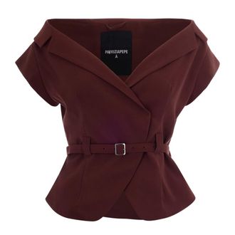 Patrizia Pepe Femme, Vestes, Brun, Taille: 42 FR Modello smanicato