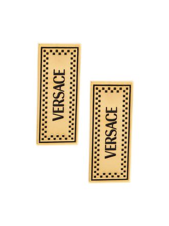 Versace Womens 90s Logo Earrings Gold Accessories > Jewelry